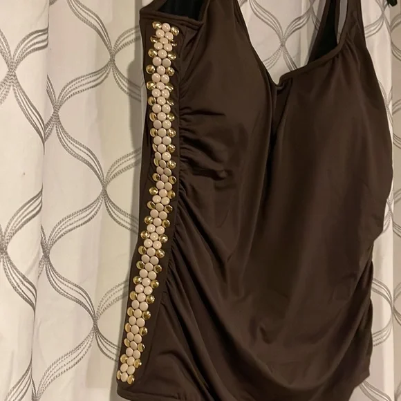 Michael Kors NWT brown side studded bathing suit sz 22W